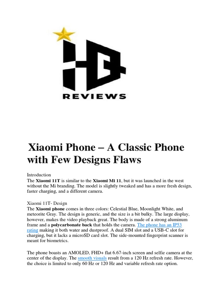 Xiaomi Phone - A Classic Phone With Few Designs Flaws | PDF | Business | Games & Activities