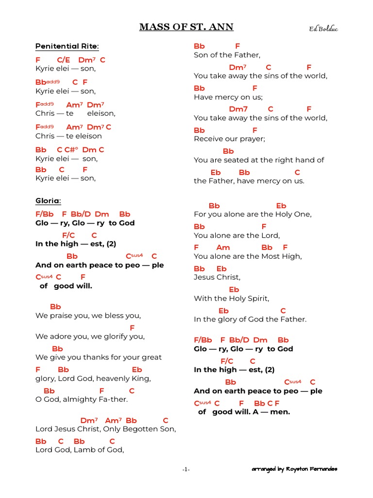 Mass of St. Ann: Penitential Rite | PDF | Mass (Liturgy) | Christian Worship And Liturgy