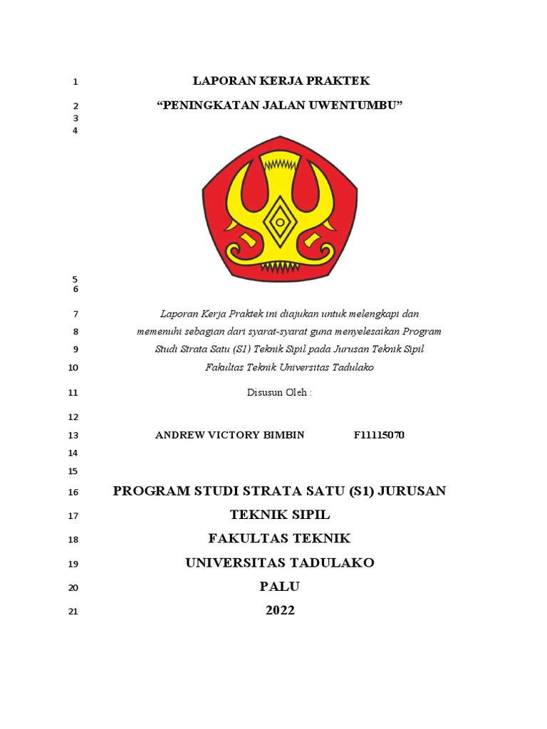 Peningkatan Jalan Uwentumbu S1 Teknik Sipil | PDF | Teknologi & Rekayasa