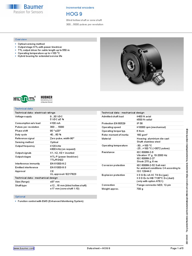 Incremental Encoders: Blind Hollow Shaft or Cone Shaft 300 5000 Pulses ...