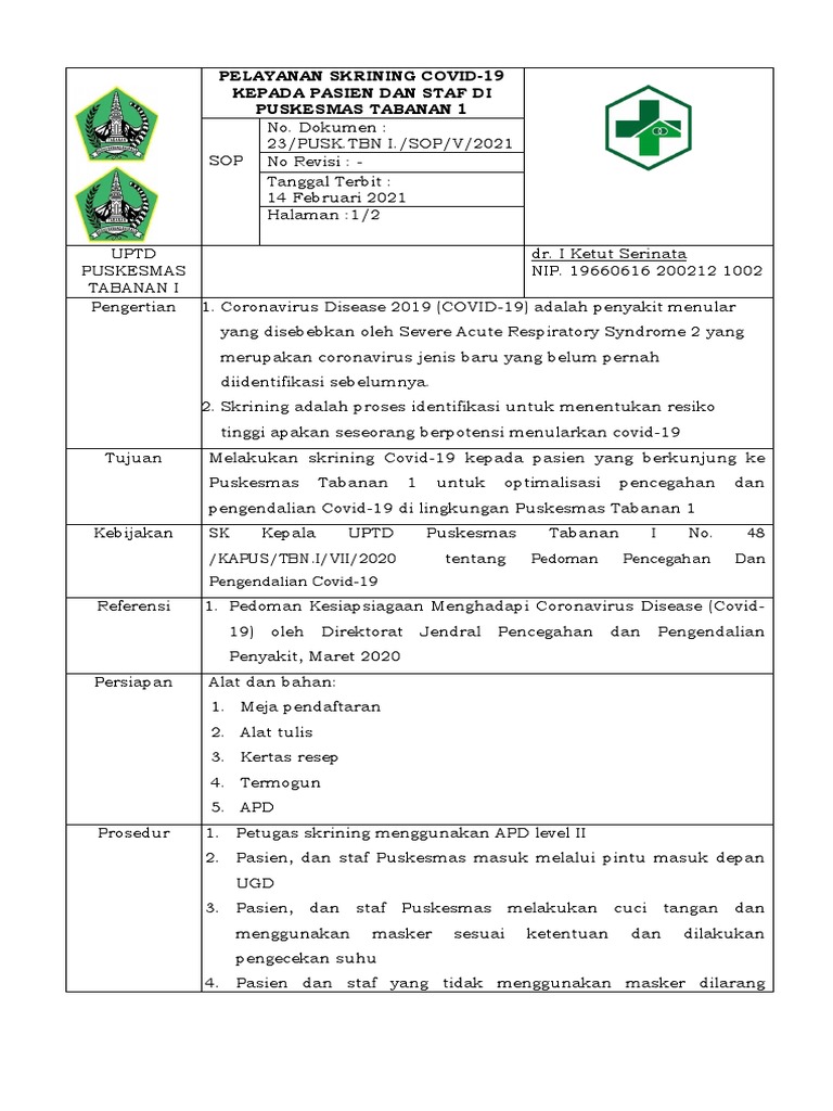 Sop Skrining Pasien Ispa | PDF