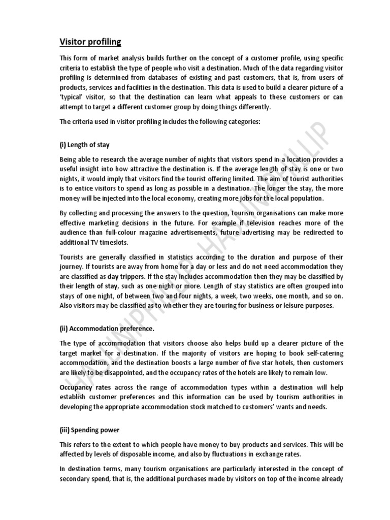 Visitor Profiling Notes | PDF | Tourism | Mass Media