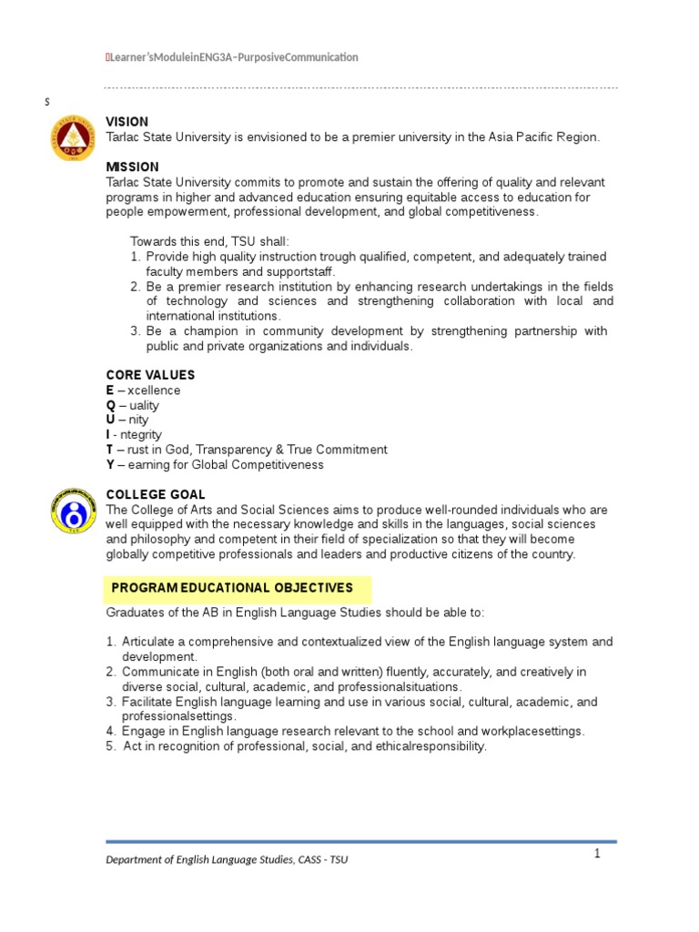 Purposive Communication Module Chapter 1 4 | PDF