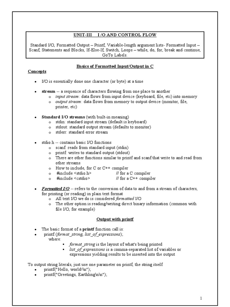 GE19141 PUC Unit 3 LN 2019 | PDF | Parameter (Computer Programming) | Control Flow