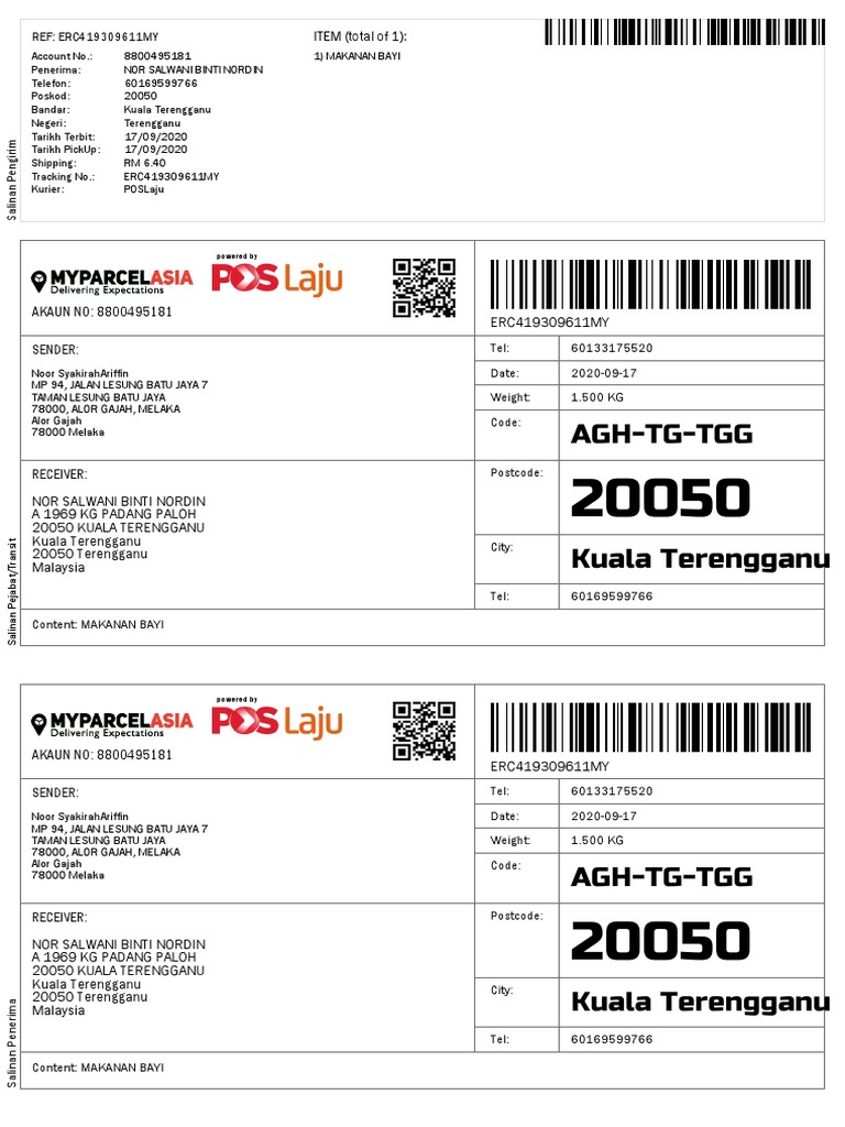 MyParcel Asia - Consignment Note | PDF