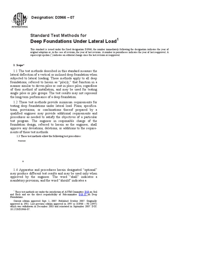 ASTM D3966-07 (Lateral Load) | PDF