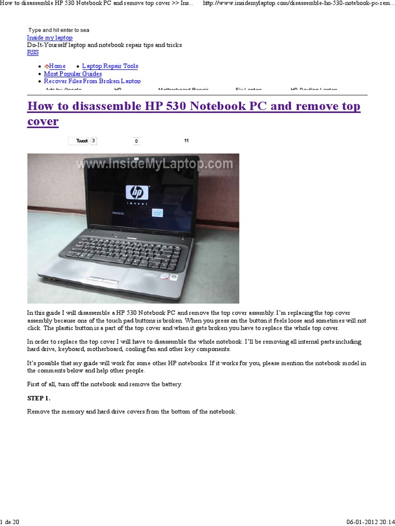 HP 530 Notebook PC | PDF | Laptop | Personal Computers