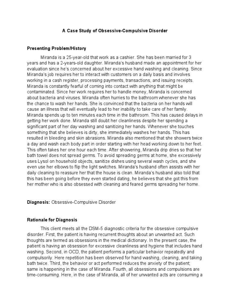 A Case of Obsessive Cleaning: A 25-Year-Old Woman with Obsessive ...