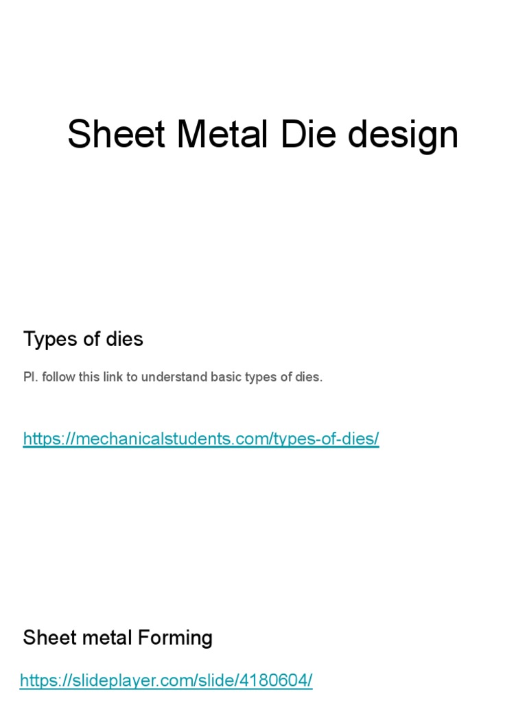 Sheet Metal Die Design & Forming Types | PDF