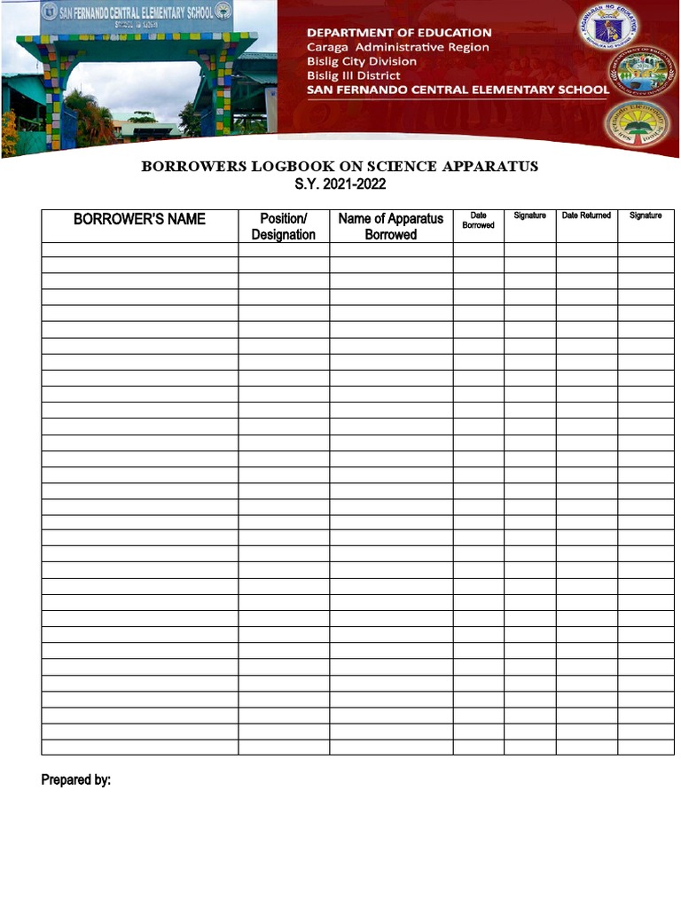 Borrower's Logbook for Science Apparatus | PDF