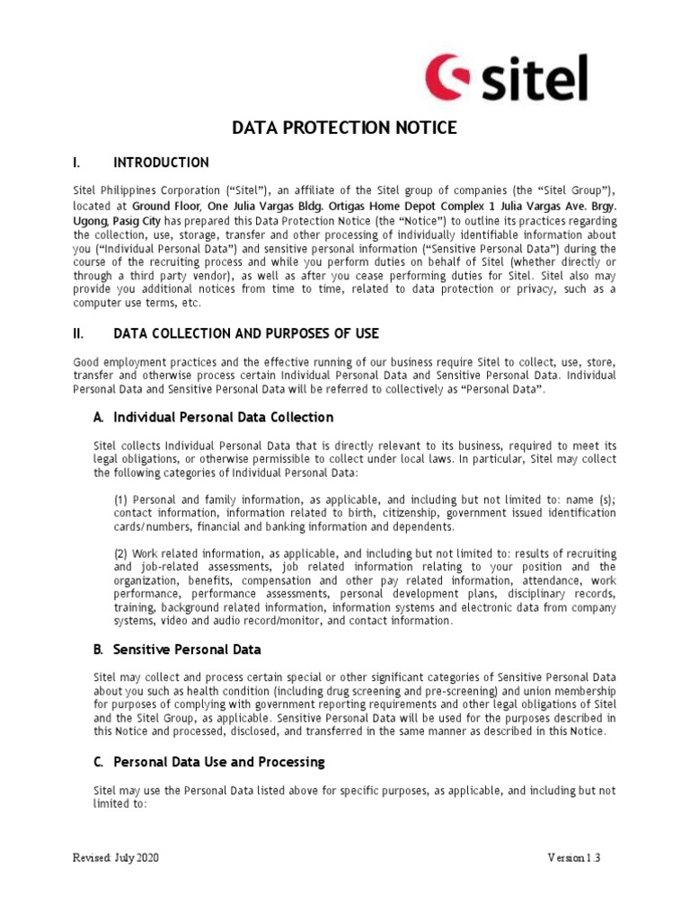 Philippines Sitel Data Protection Notice_updated | PDF | Information ...