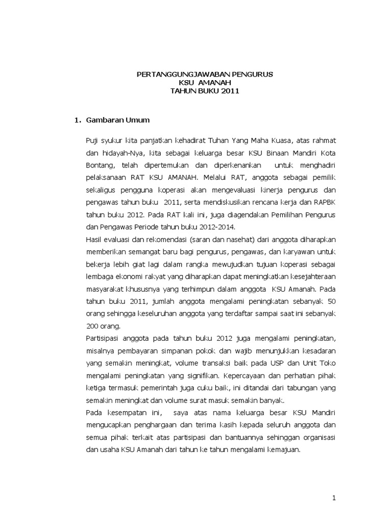 Contoh Pertanggungjawaban Pengurus | PDF | Bisnis