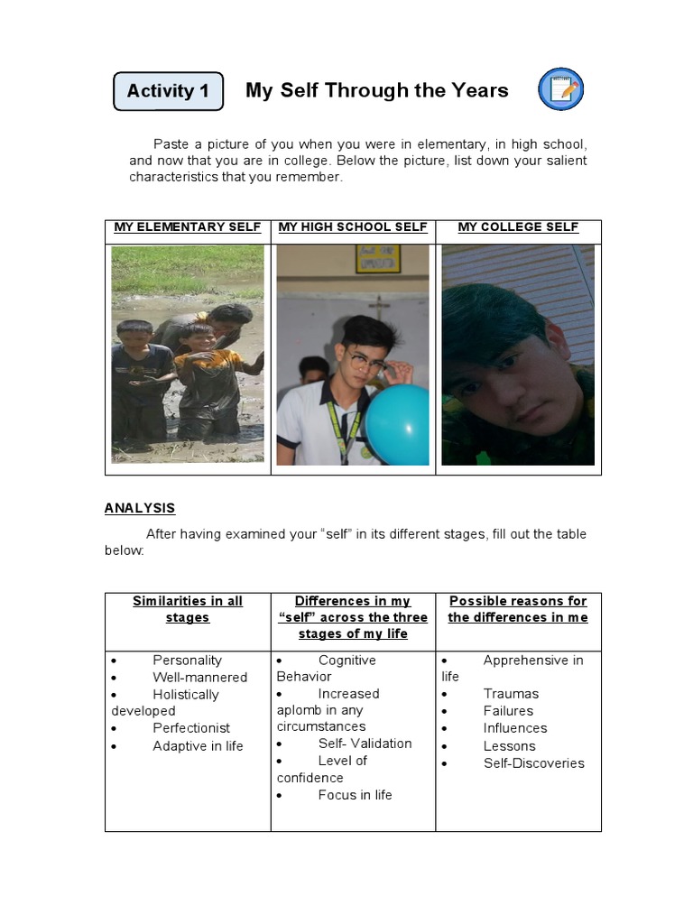 My Self Through the Years: A Reflection | PDF | Self ...