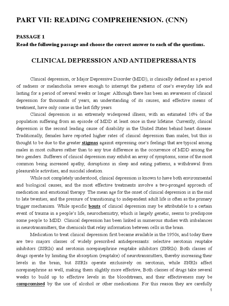 Reading Practice - CNN | PDF | Antidepressant | Major Depressive Disorder