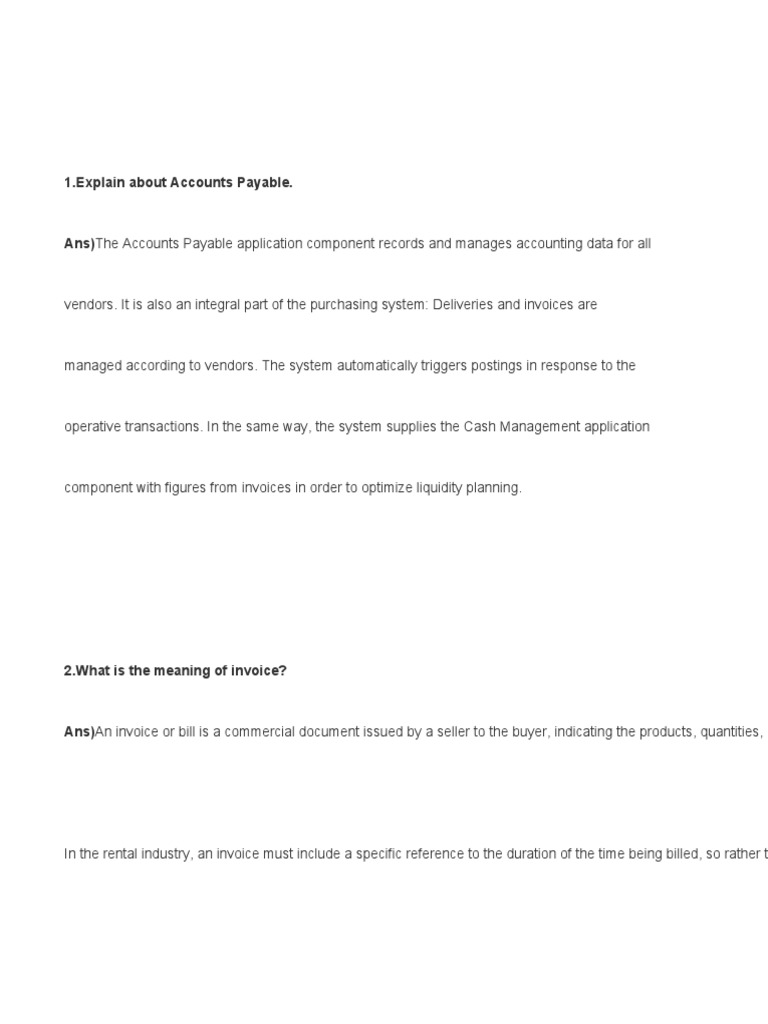 AP Interview Questions | PDF | Accounts Payable | Invoice