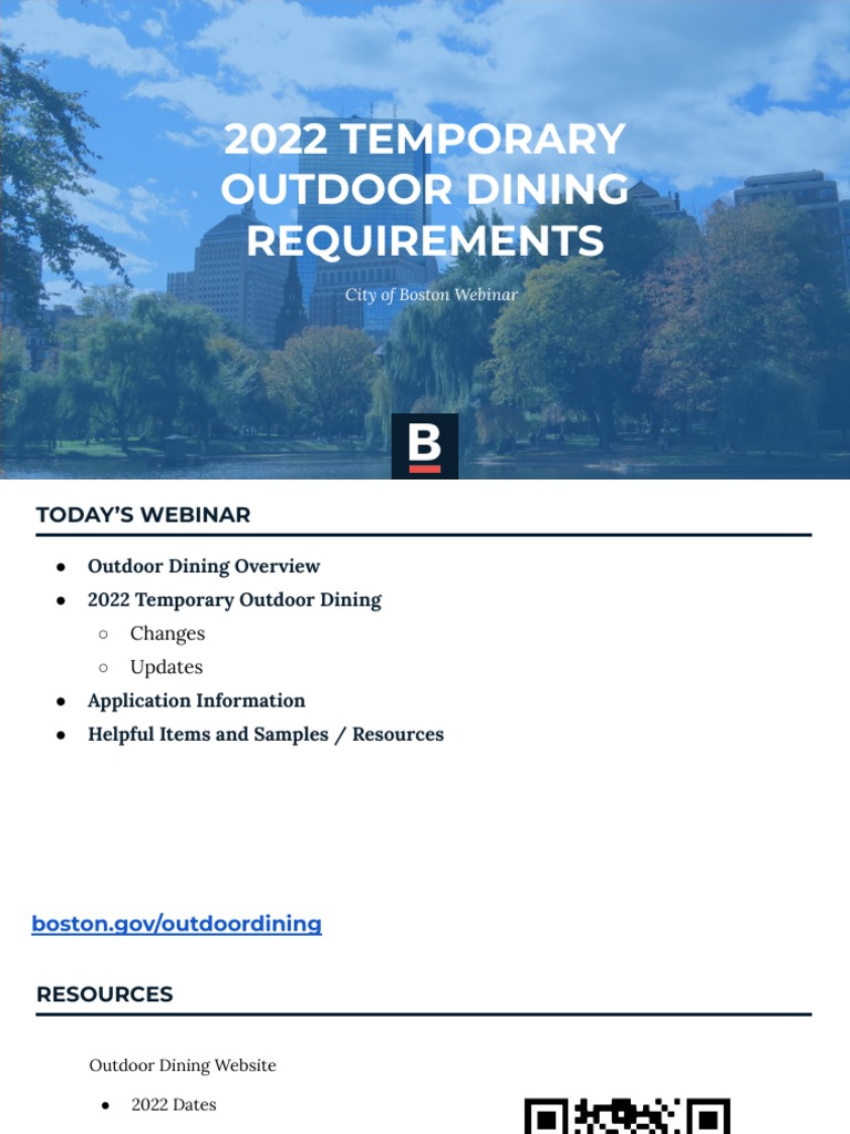 2022 Outdoor Dining Webinars Presentation | PDF | Restaurants | Sidewalk