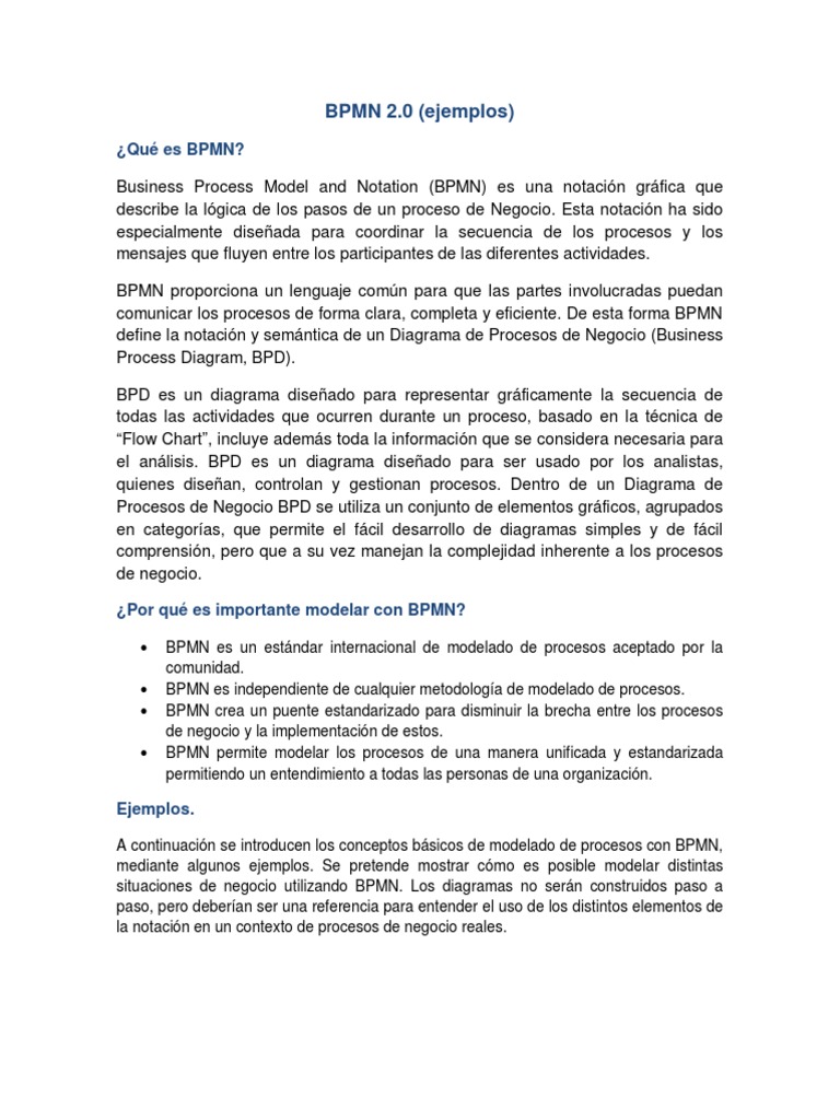 20 Ejemplos BPMN 20 Ejemplos Que Es BPMN Business Process Model | PDF