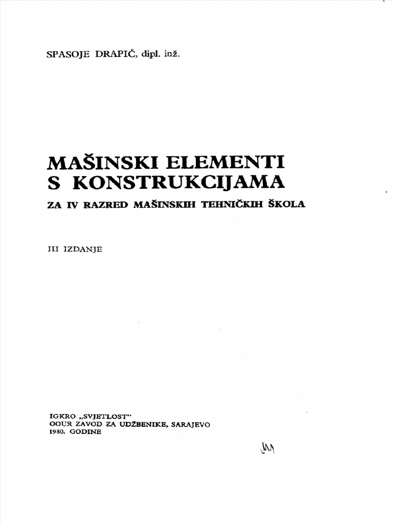 Masinski Elementi S Konstr. Za 4. r.-S.Drapic | PDF
