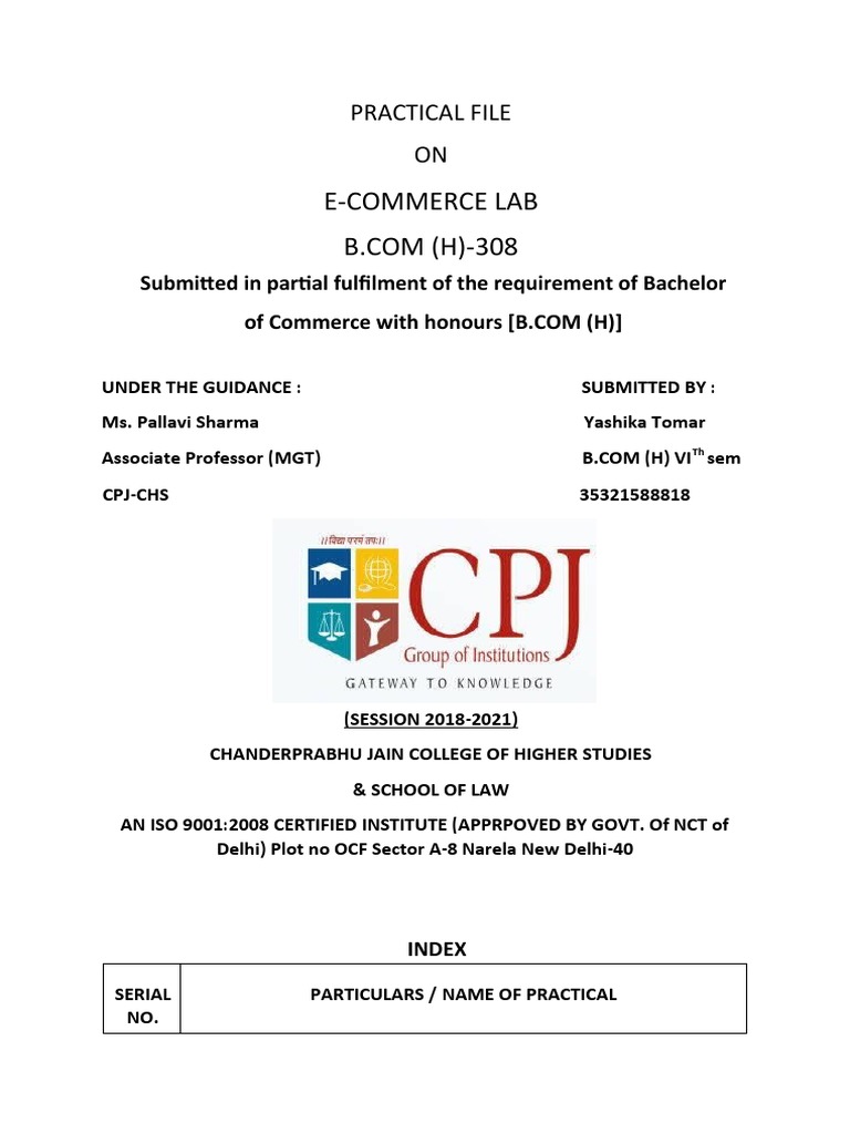 E-Commerce Lab: Practical File ON | PDF | Rama | E Commerce
