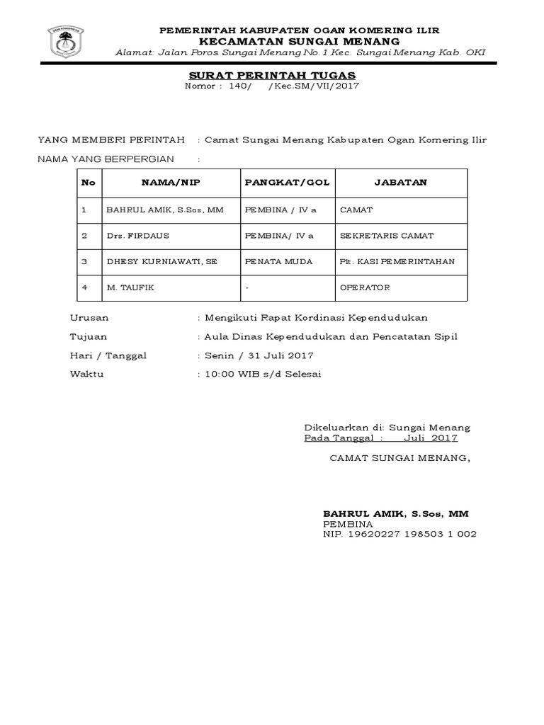 SURAT TUGAS PKK | PDF