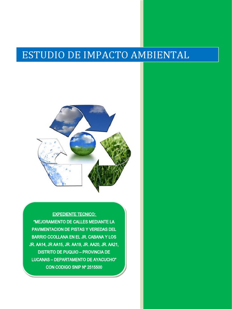 Estudio de Impacto Ambiental | PDF | Saneamiento | Evaluación de ...
