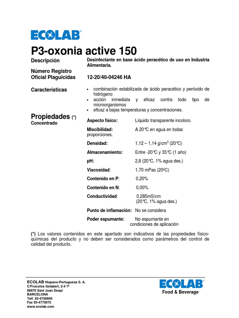 P3-Oxonia Active 150-Ficha Técnica Español PDF | PDF | Acero | Corrosión