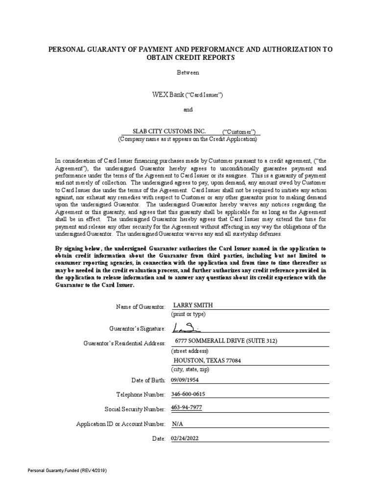Updated Personal Guarantor Form | PDF | Surety | Guarantee