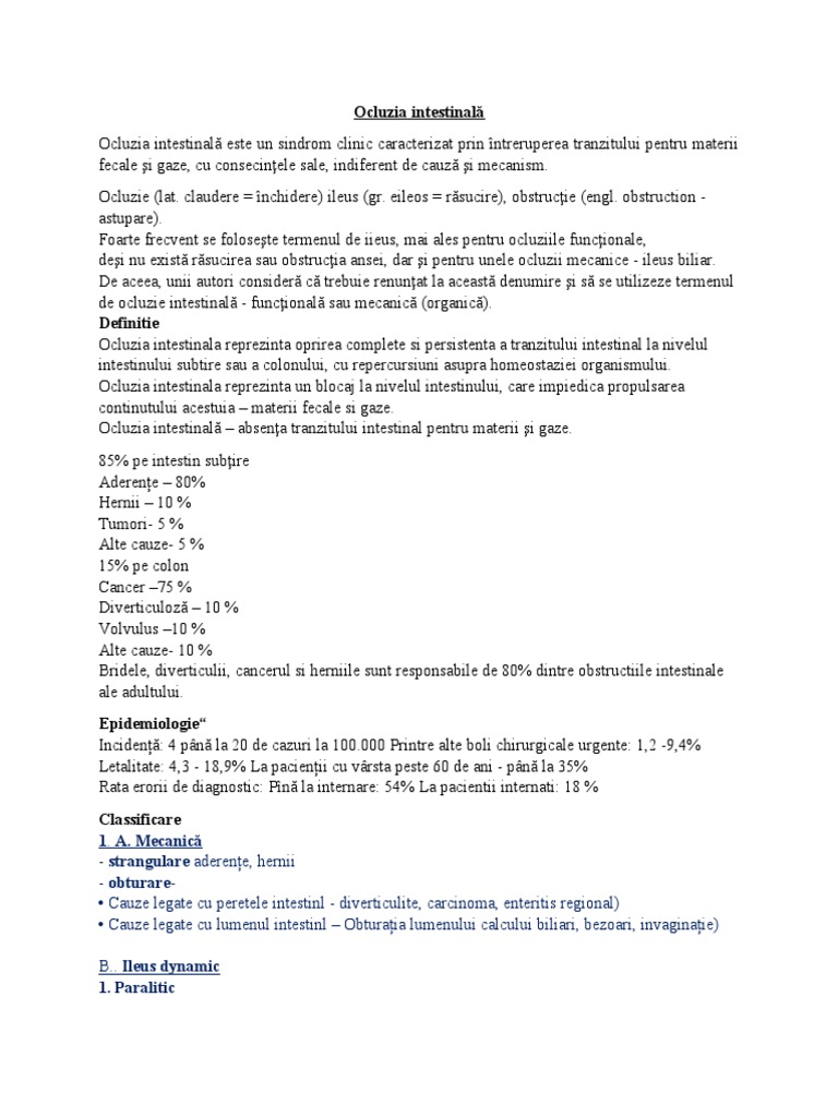 Ocluzia Intestinală | PDF