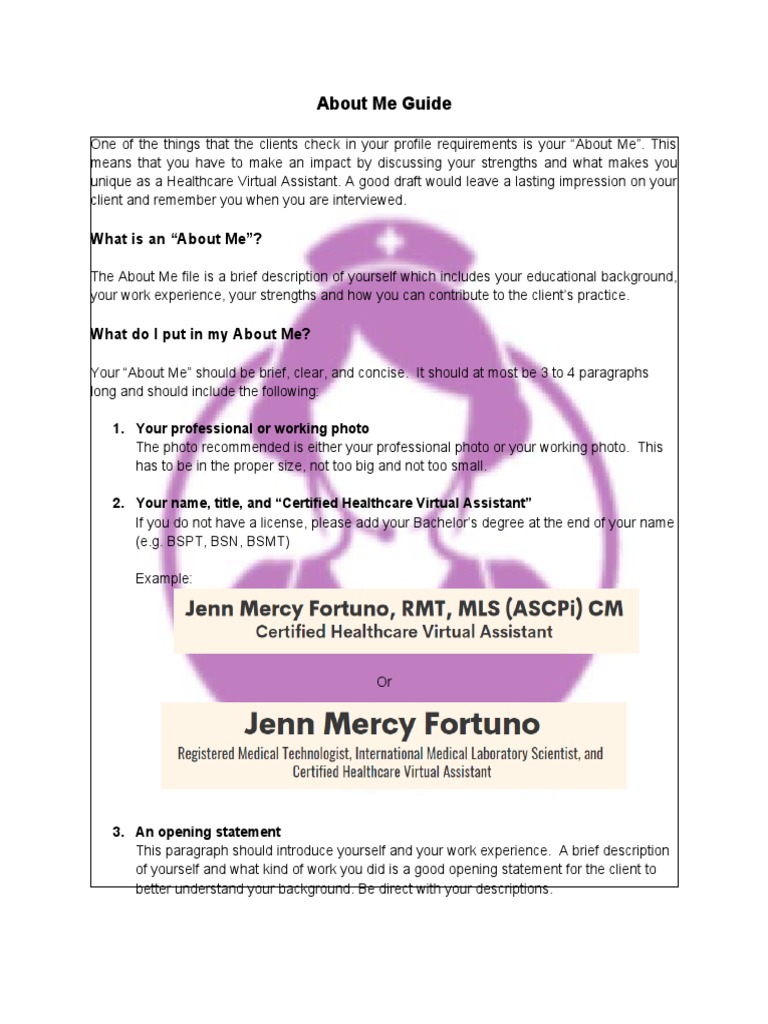 About Me Guide | PDF | Paragraph | Experience