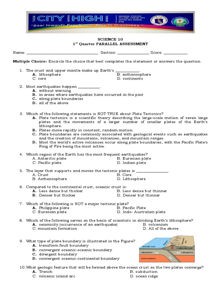 Q1 - SCIENCE 10 Parallel Assessment | PDF | Plate Tectonics | Physical ...