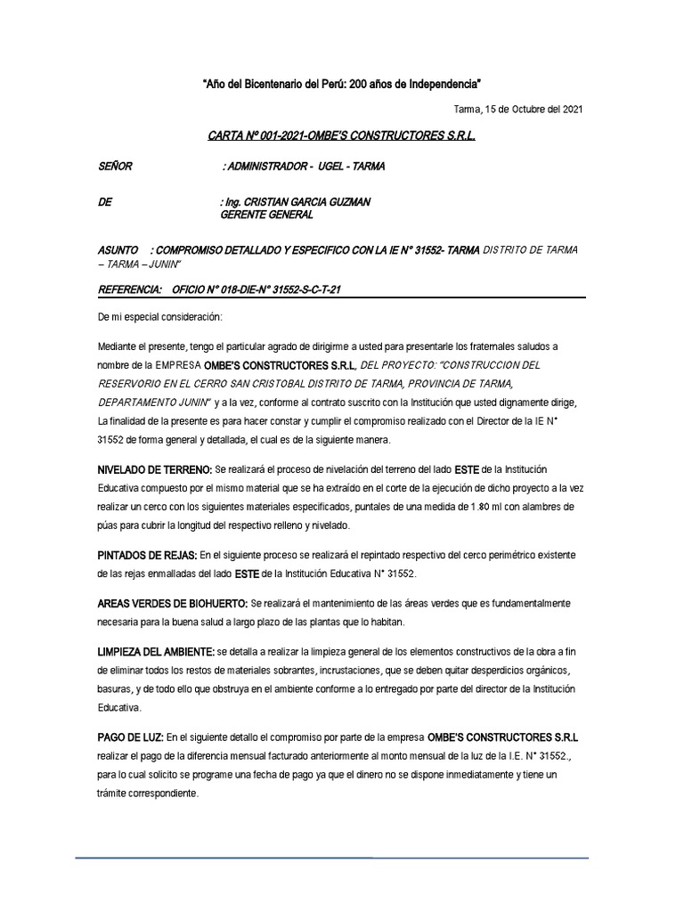 Carta #001 Ugel Tarma | PDF