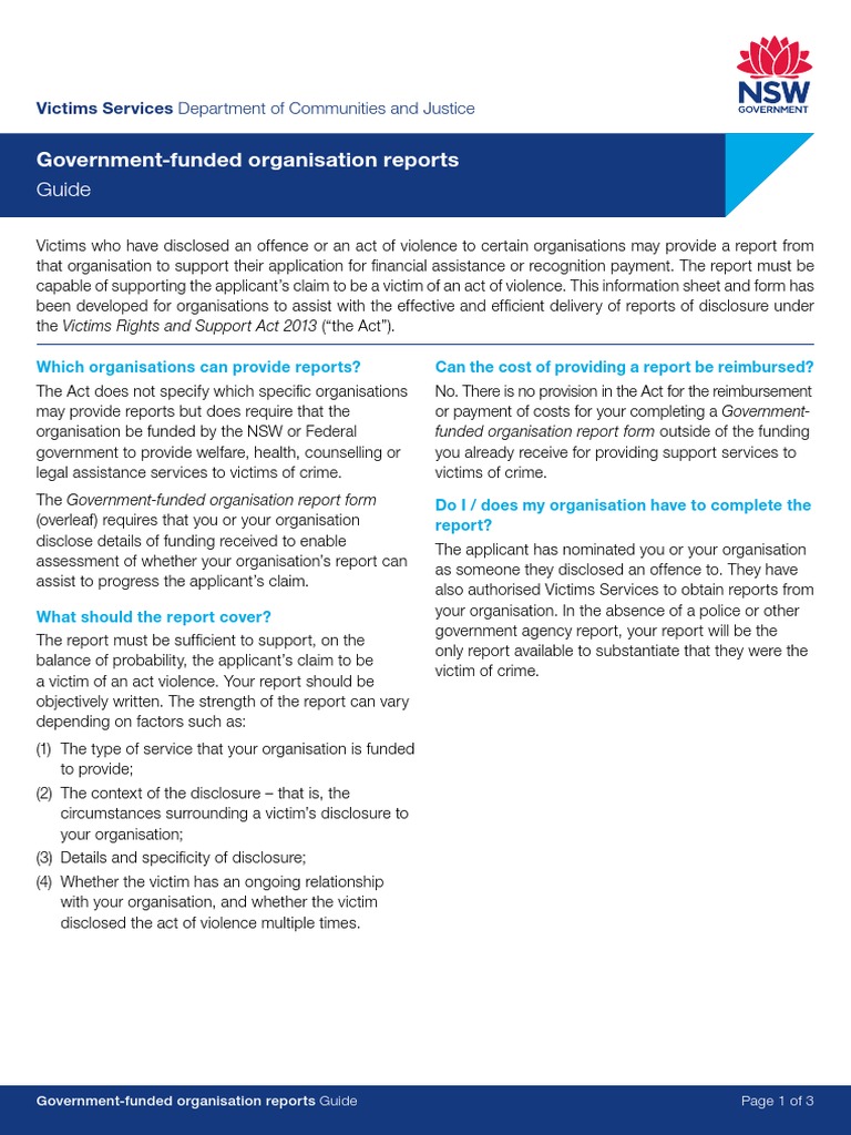 Government Funded Organisation Report Form | PDF