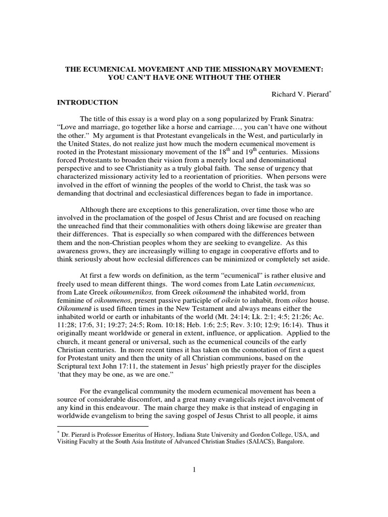 UBS Pierard - The Ecumenical Movement and Missionary Movement | PDF ...