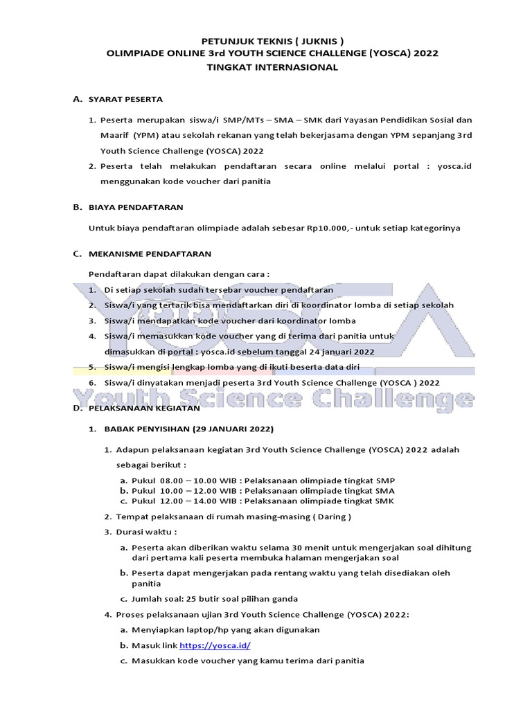 Juknis Yosca Online 2022 | PDF | Seni | Sains & Matematika