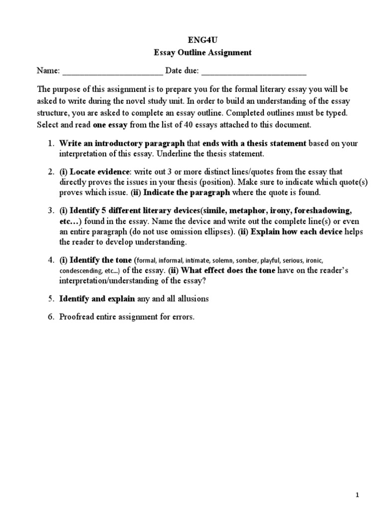 Essay Outline Assignment | PDF | Essays | Ten Commandments