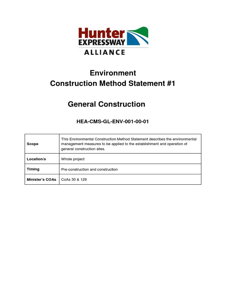 Environment Construction Method Statement | PDF | Road | Surface Runoff