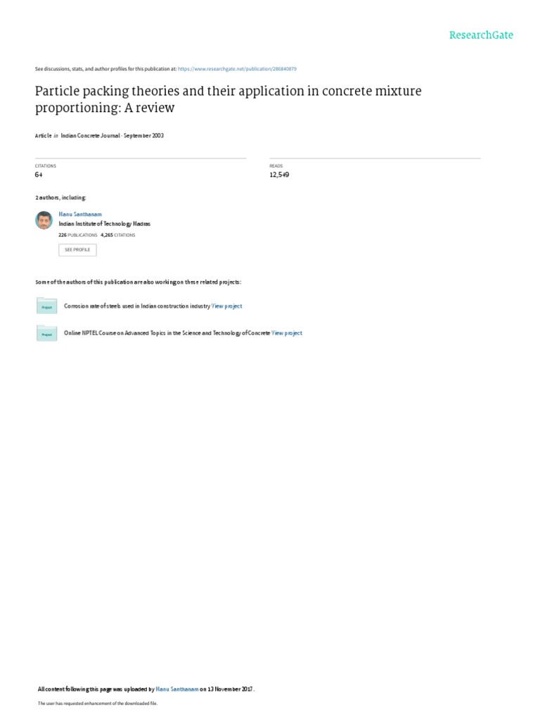 Particle Packing Theories and Their Application in Concrete Mixture ...