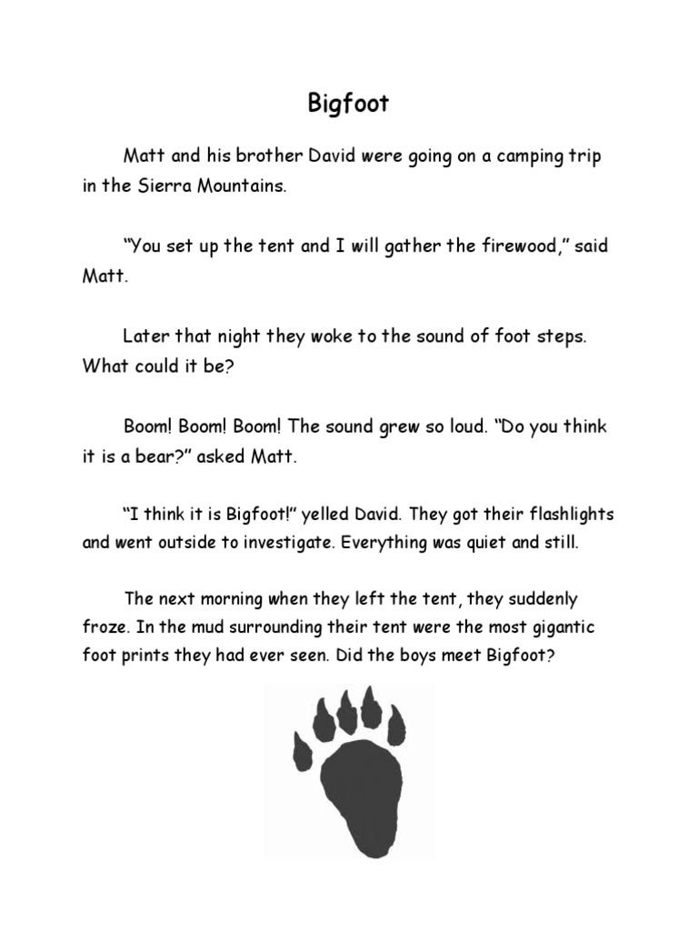 Bigfoot Passage - Punctuation Included | PDF