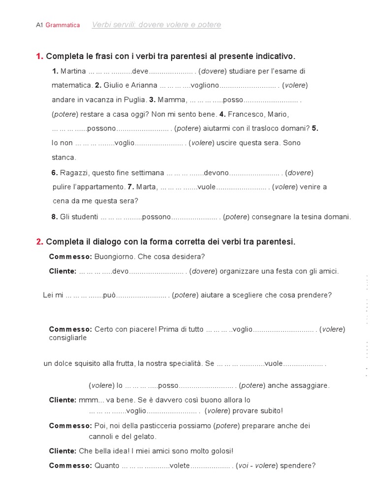 Verbi Modali 2 | PDF