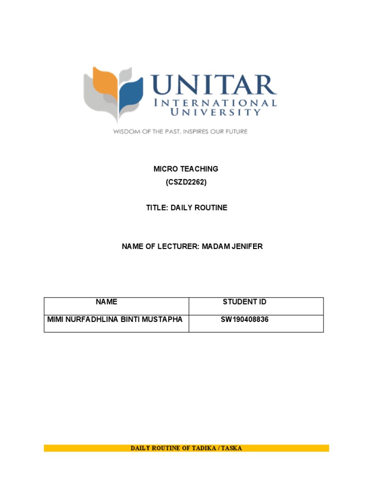 Daily Routine for Tadika and Taska | PDF | Meal
