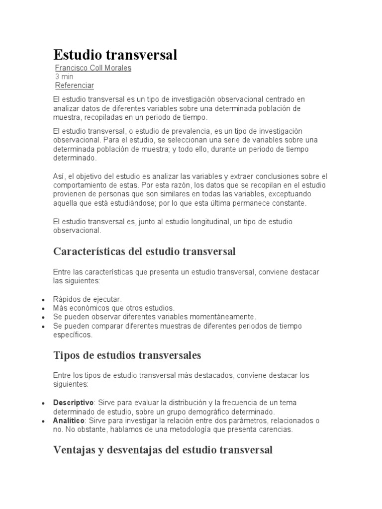 Estudio Transversal | PDF | Hora | Science