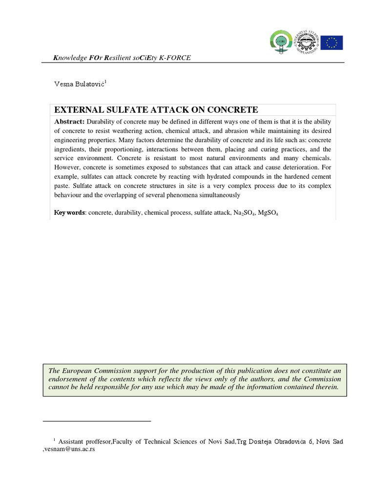 Sulfate Attack on Concrete Explained | PDF | Concrete | Cement