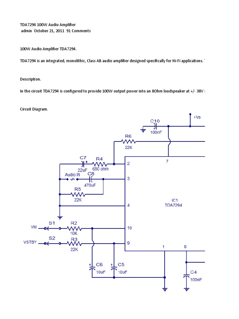 Amplificador TDA 7294 | PDF