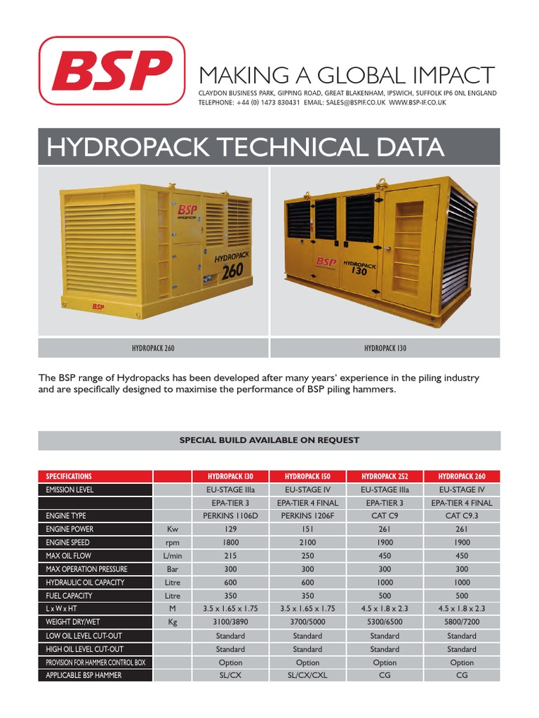 BSP A4 2PP Hydropack - Data - Sheets - LR | PDF