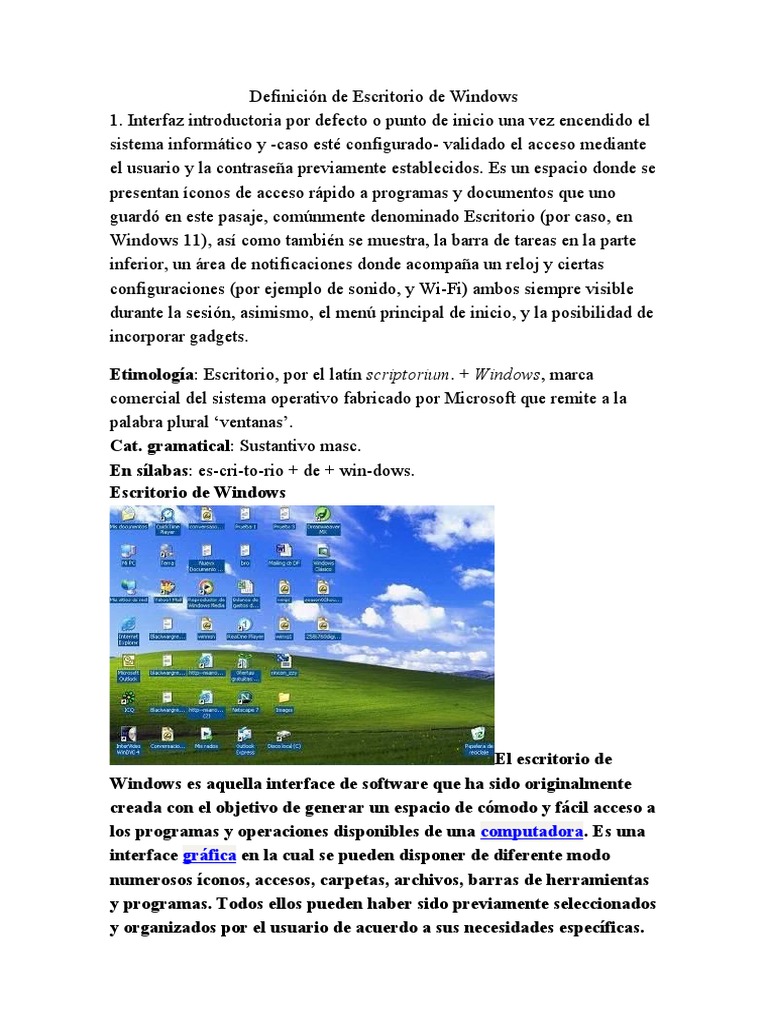 Definición de Escritorio de Windows | PDF | Microsoft Windows | Archivo ...