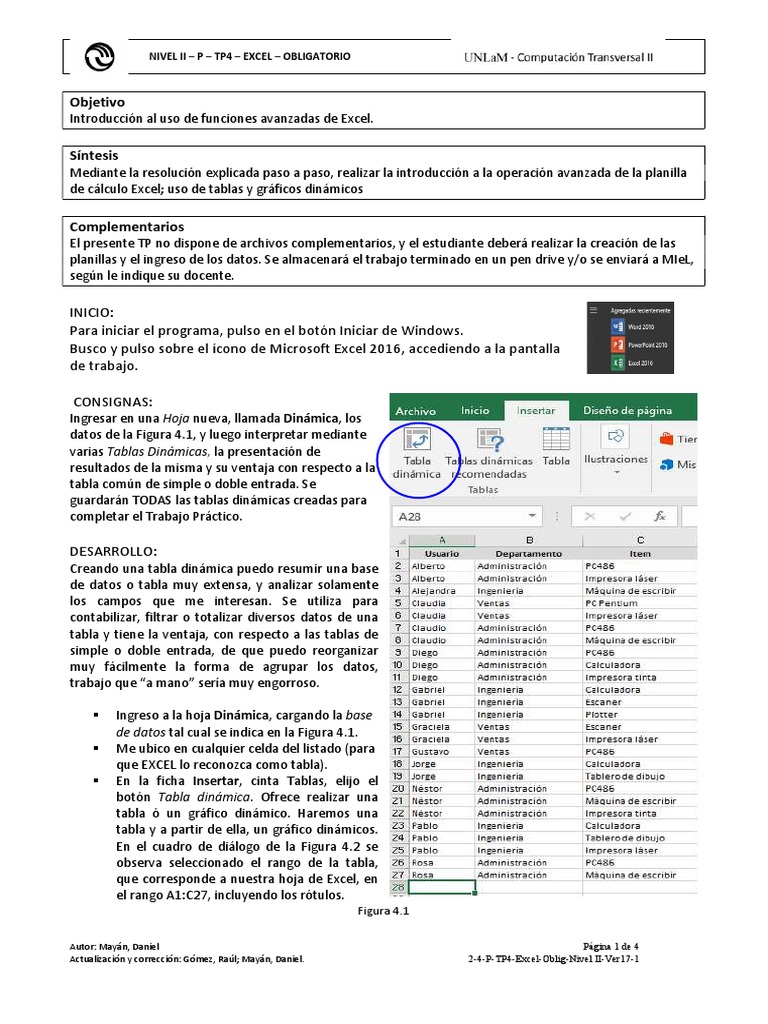 2 4 P TP4 Excel Oblig Nivel II Ver17 1 | PDF