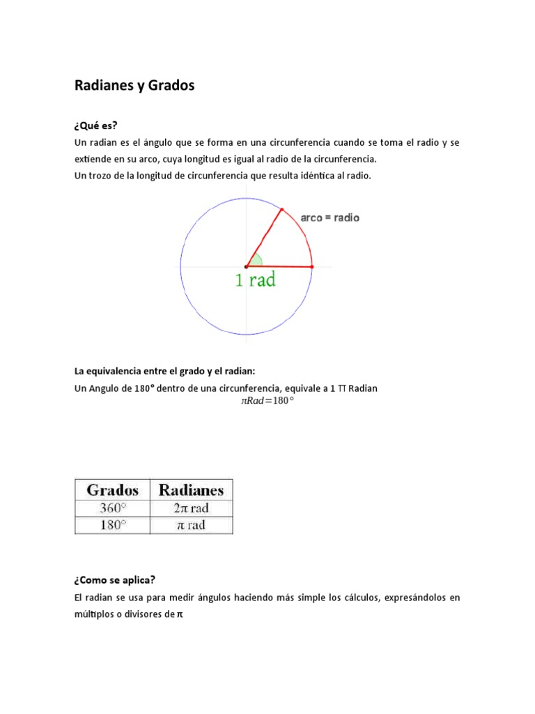 Radianes y Grados | PDF