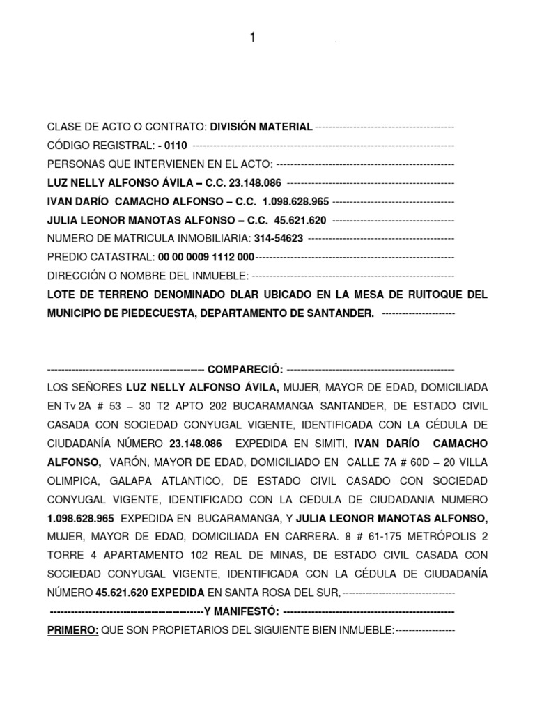 Division Material de Luz Nelly Alfonso Avila, Ivan Dario y Julia Leonor ...