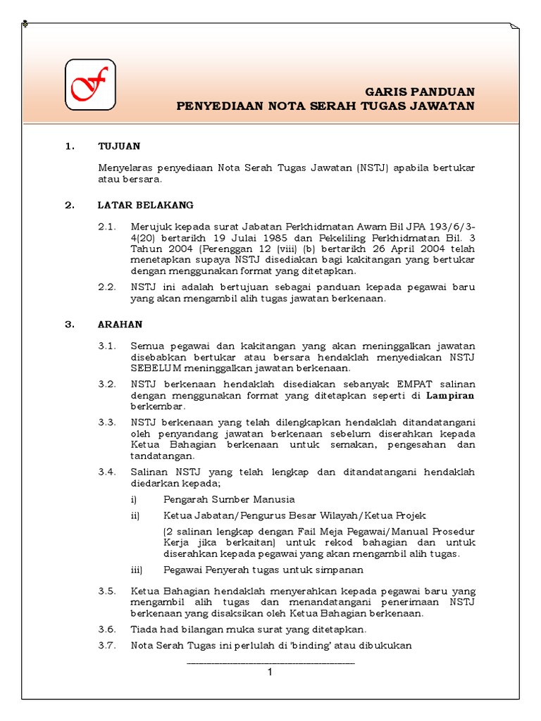 Garis Panduan Penyediaan Nota Serah Tugas Jawatan | PDF