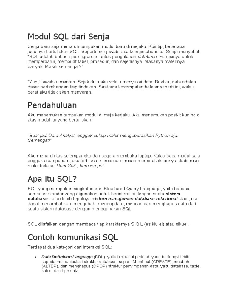 Modul SQL Dari Senja: Modul SQL Dari Senja: